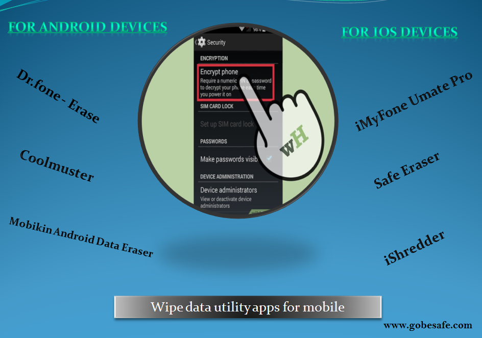 Wipe data utility apps for mobile (Android, iOS) - cybersecway.com- Privacy